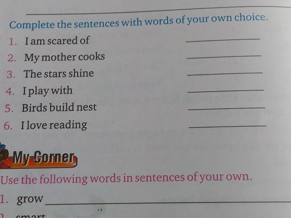 Complete the sentences with words of your | StudyX