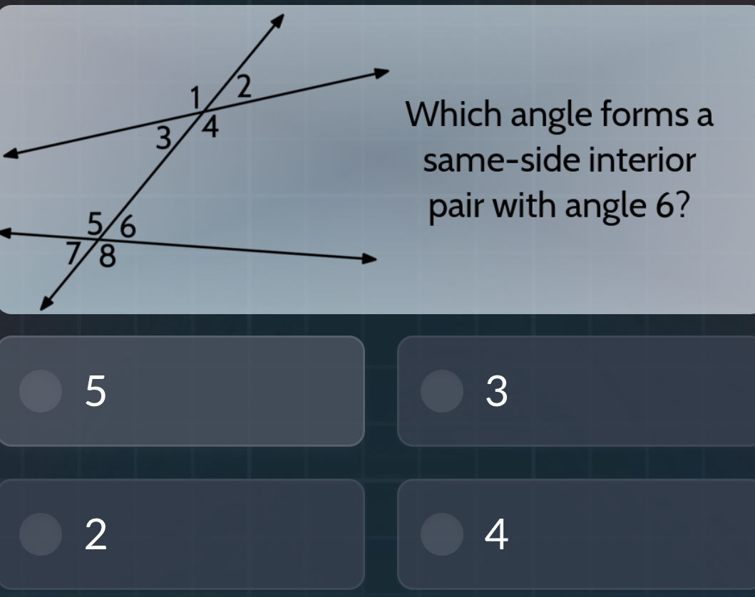Which angle forms a same-side interior pair | StudyX