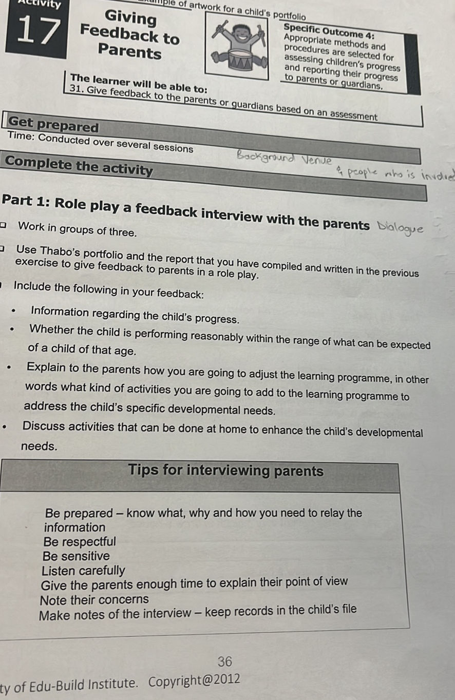 Part 1: Role play a feedback interview with | StudyX