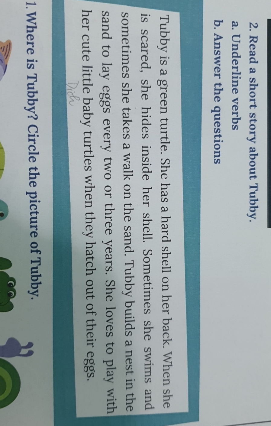 2. Read a short story about Tubby. a. | StudyX