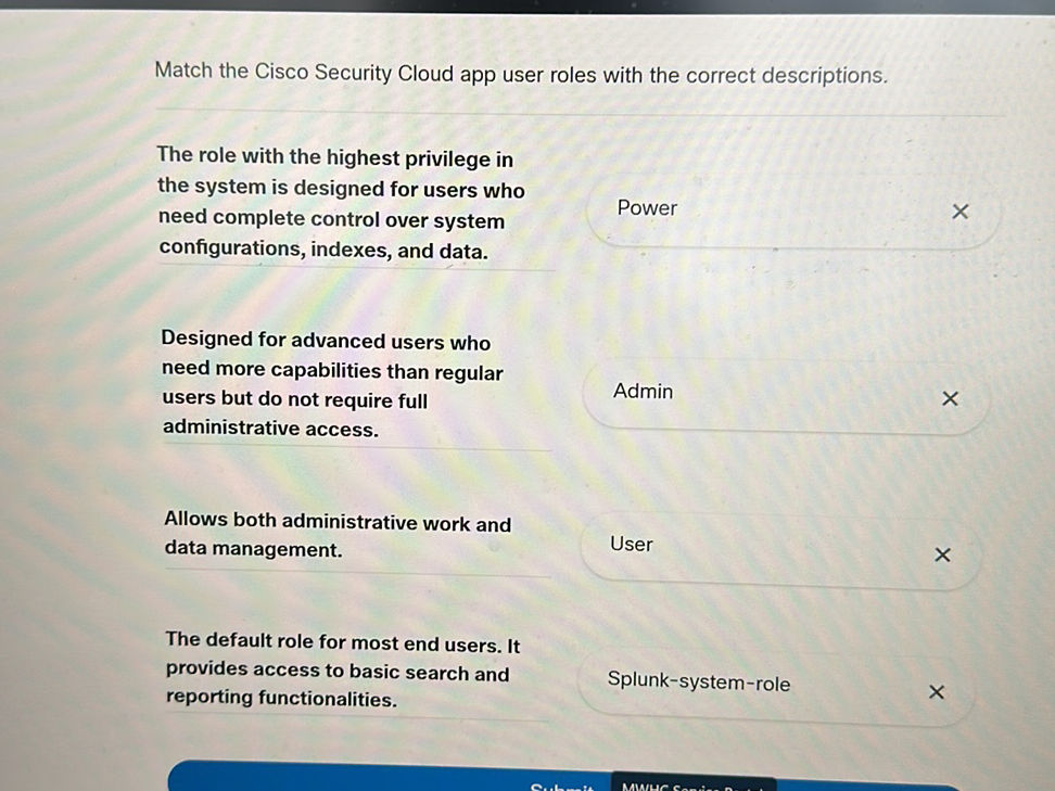 Match the Cisco Security Cloud app user | StudyX