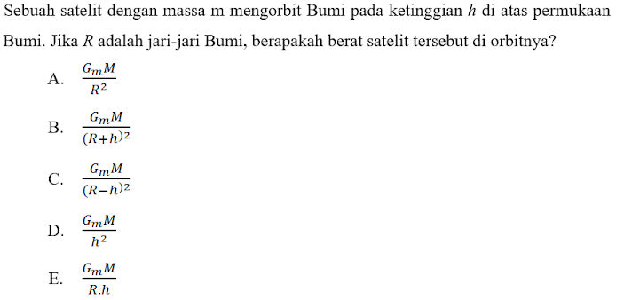 Sebuah satelit dengan massa m mengorbit Bumi | StudyX