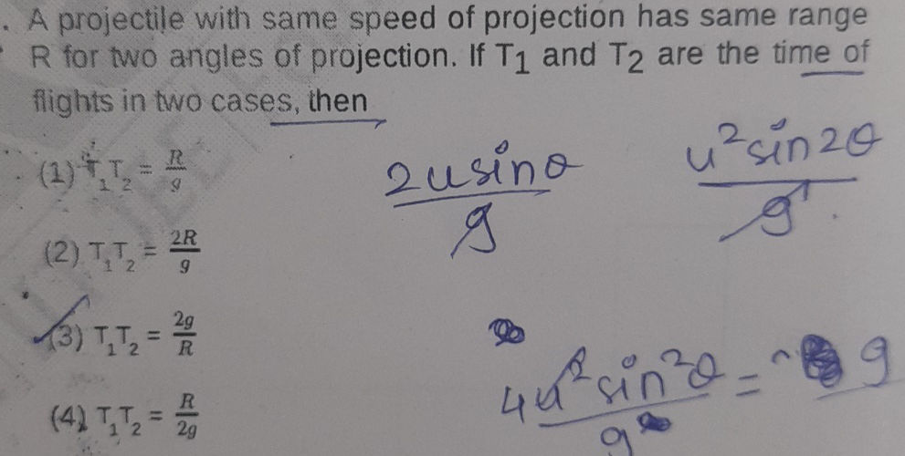 A projectile with same speed of projection | StudyX