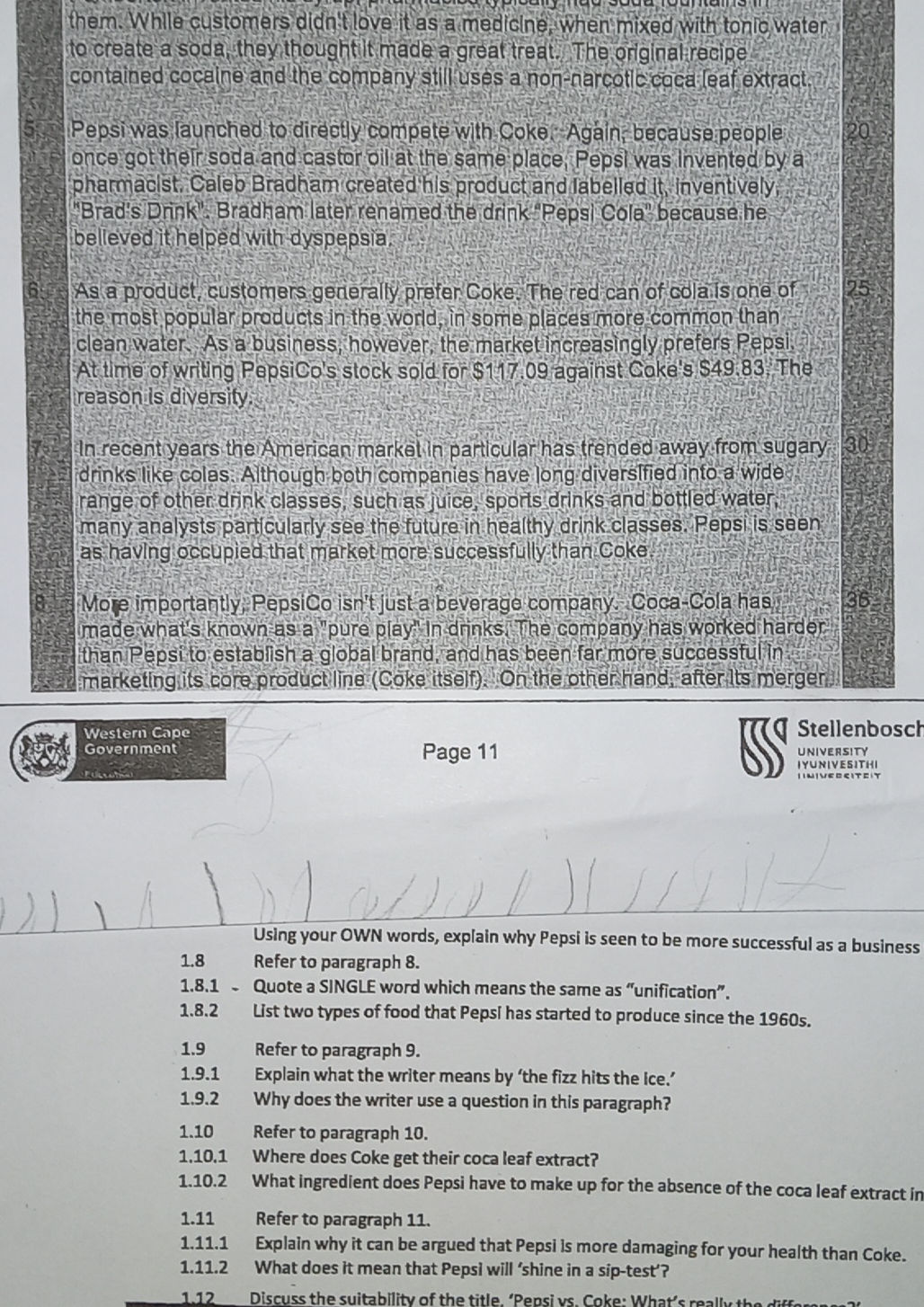 1.8 Using your OWN words, explain why Pepsi | StudyX