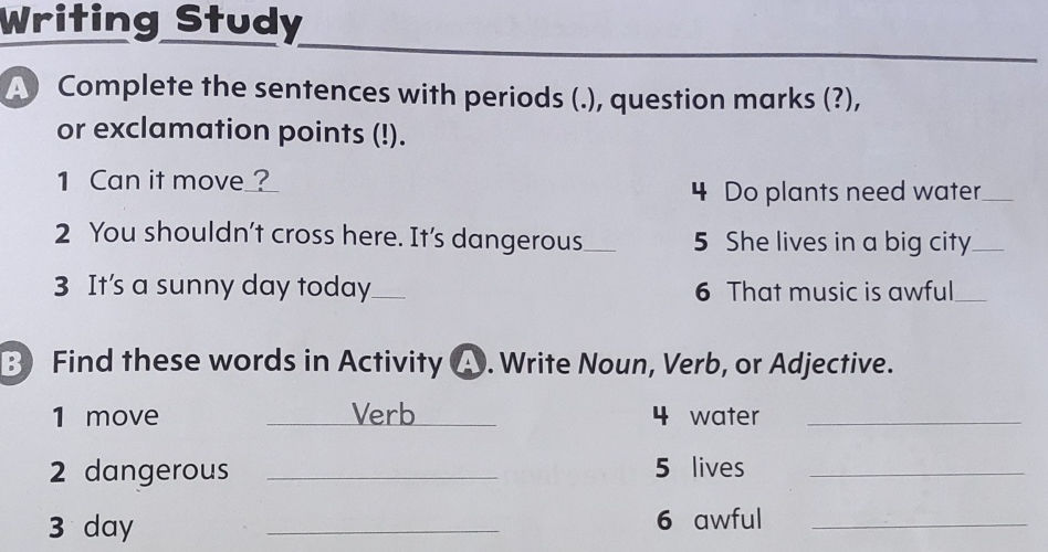 A Complete the sentences with periods (.), | StudyX