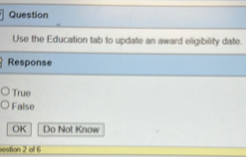 Use the Education tab to update an award