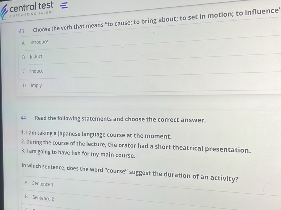 43 Choose the verb that means "to cause; to | StudyX
