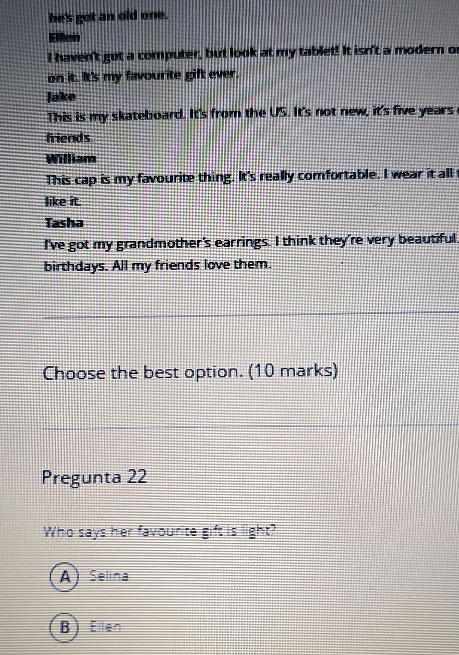 Choose the best option. (10 marks) Pregunta | StudyX