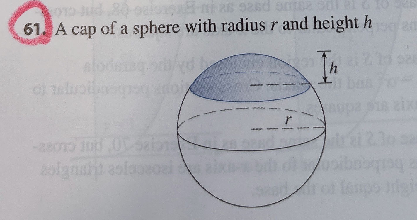61. A cap of a sphere with radius *r* and | StudyX