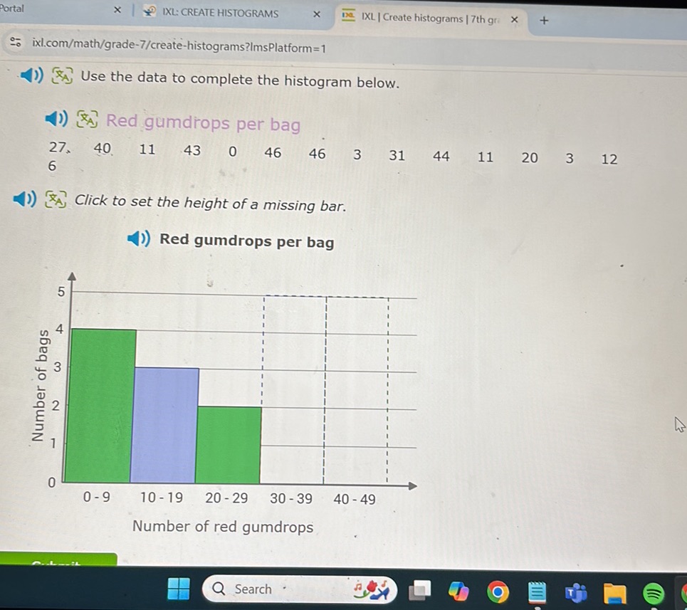 Use the data to complete the histogram | StudyX