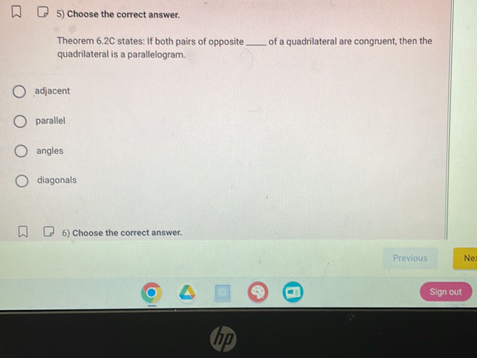 5) Choose the correct answer. Theorem 6.2C | StudyX