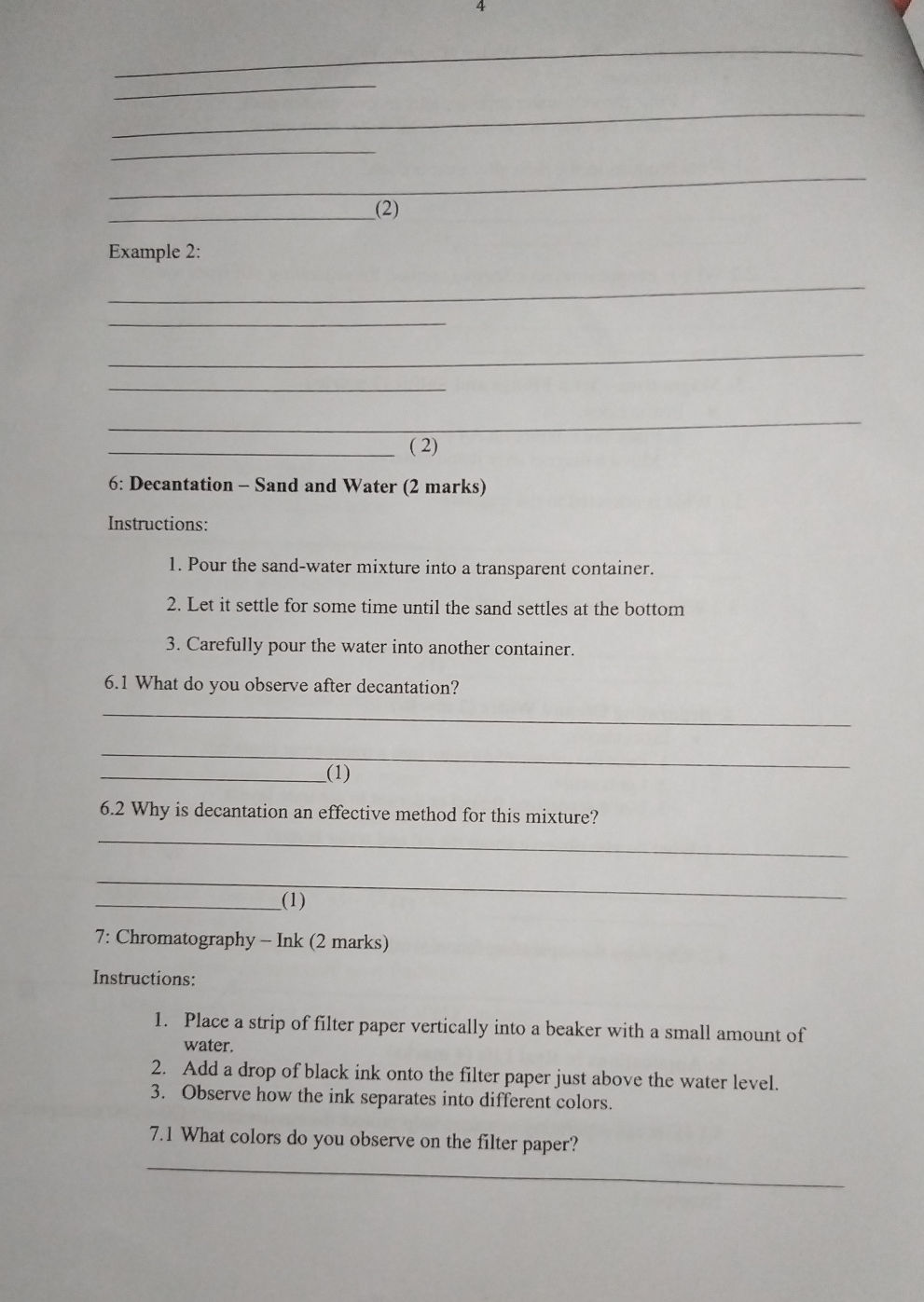 6: Decantation - Sand and Water (2 marks) | StudyX