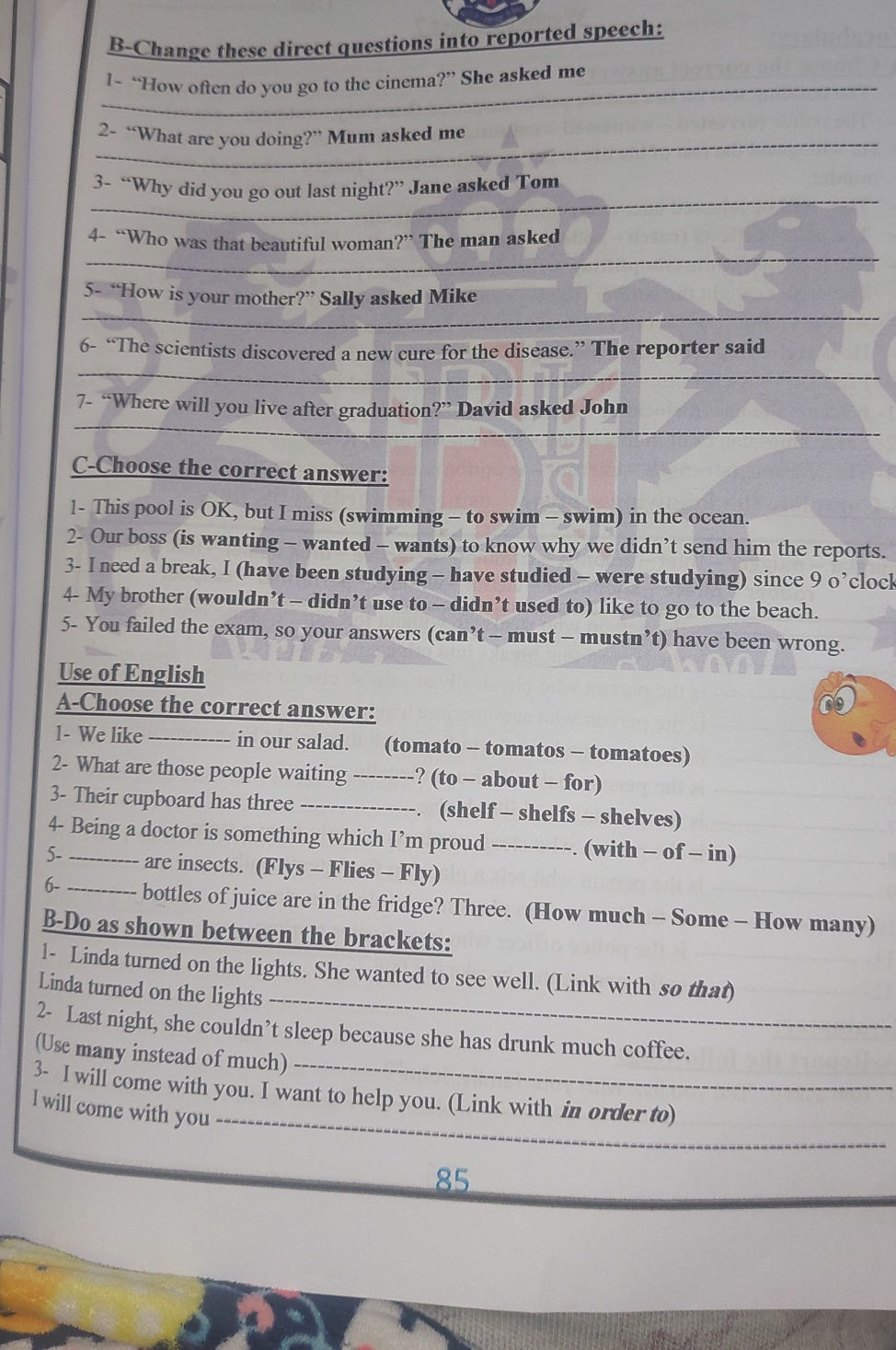 B-Change these direct questions into | StudyX