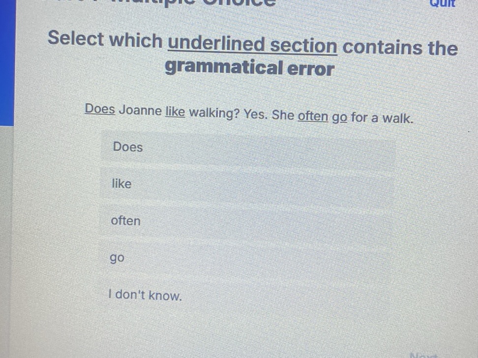 Select which underlined section contains the | StudyX