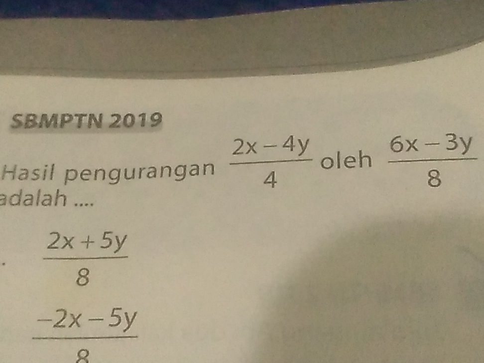 Hasil pengurangan $ {2x-4y}{4}$ oleh $ | StudyX