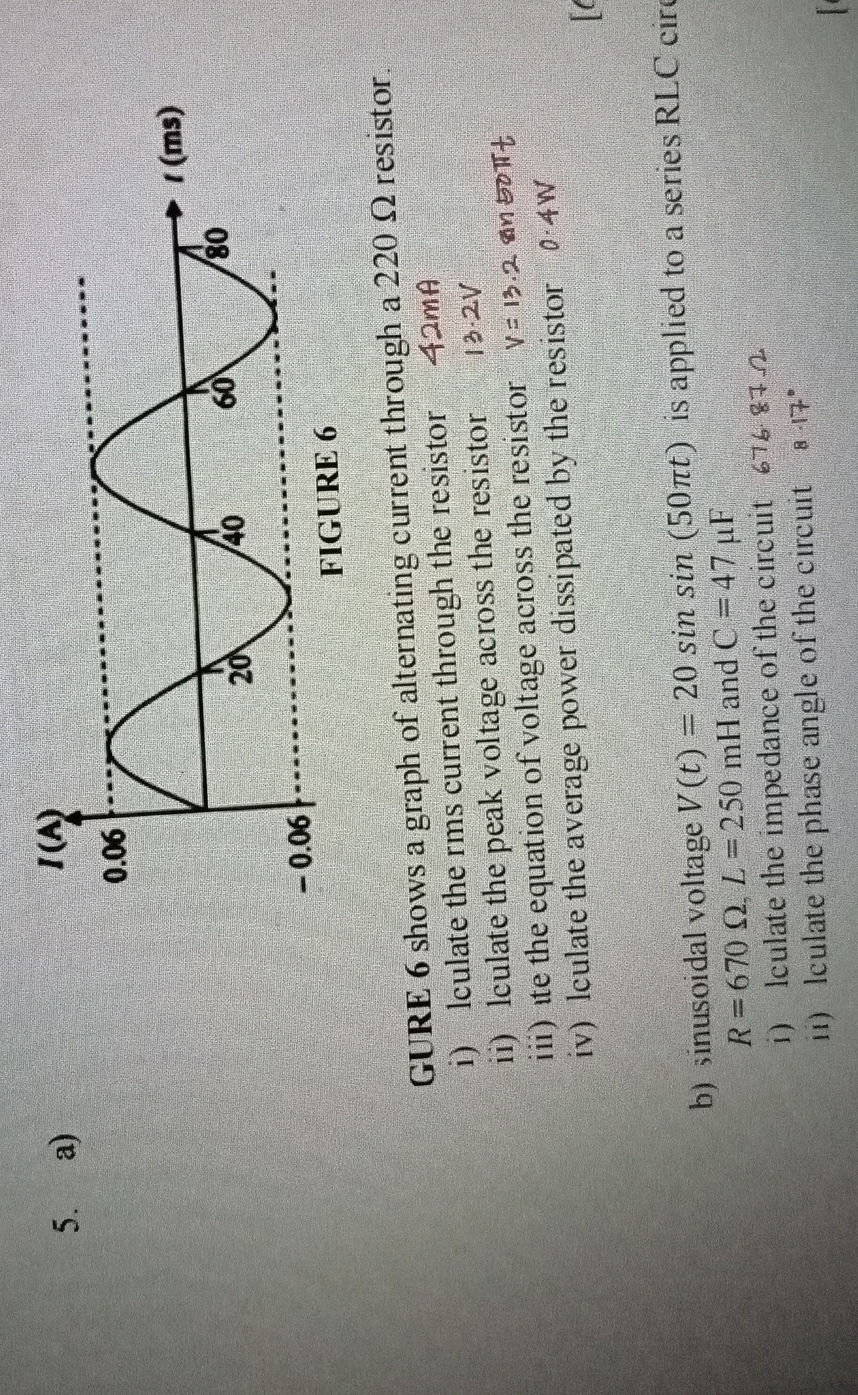 GURE 6 shows a graph of alternating current | StudyX