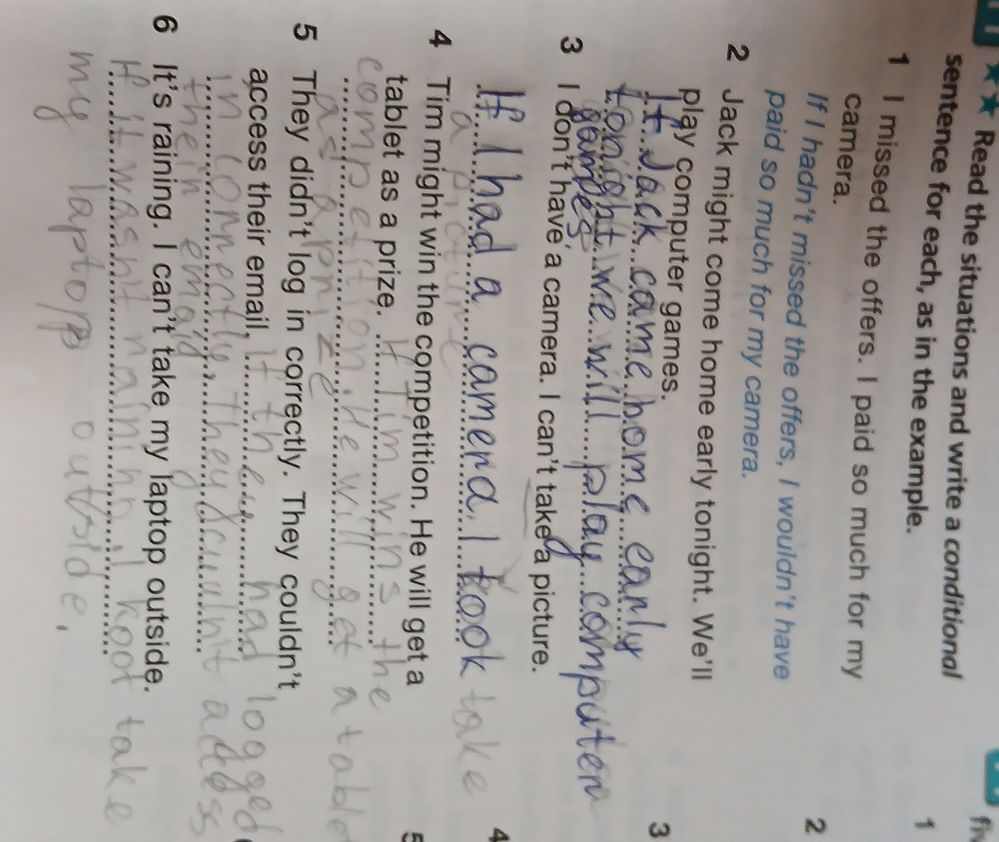 Read the situations and write a conditional | StudyX