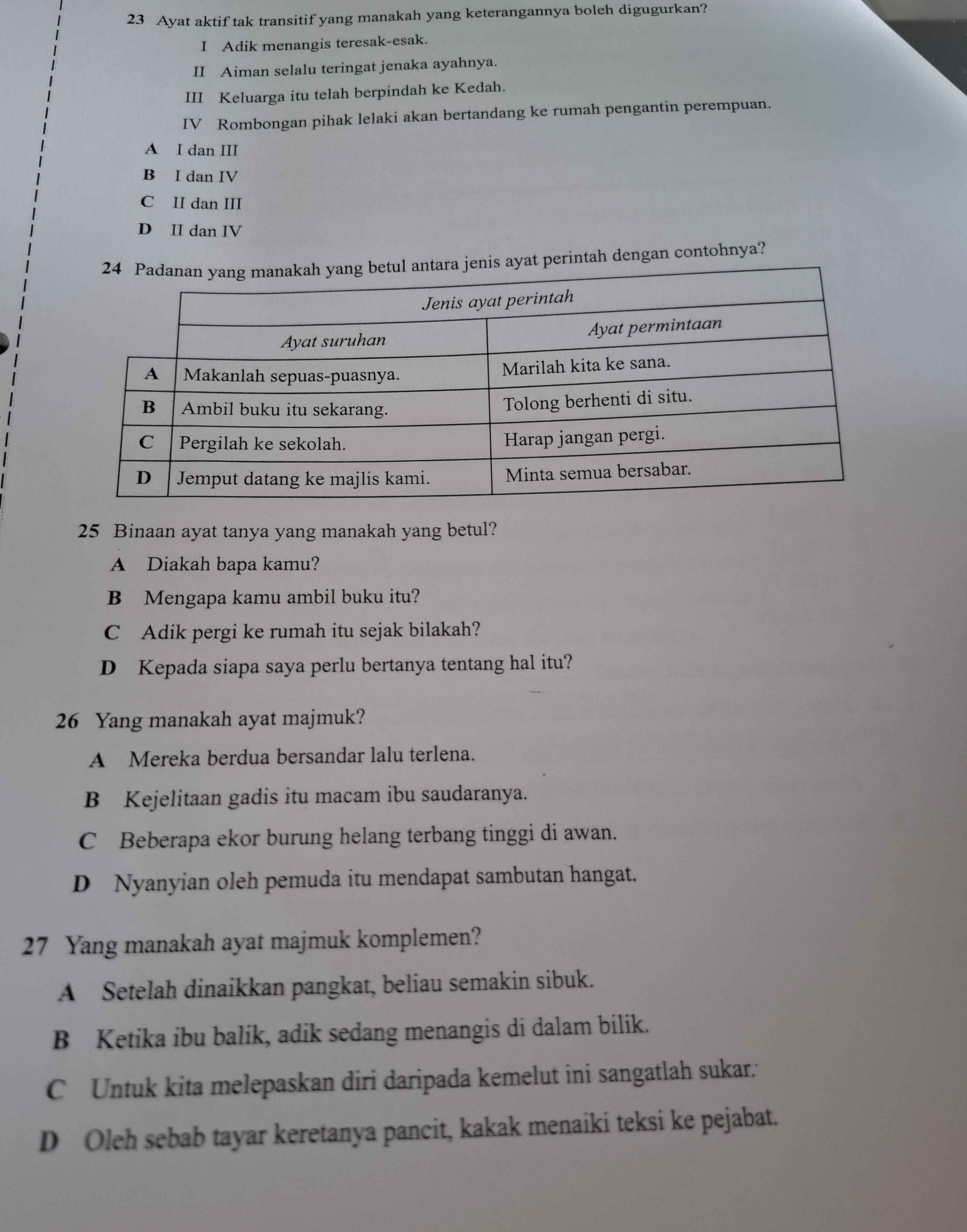 23 Ayat aktif tak transitif yang manakah | StudyX
