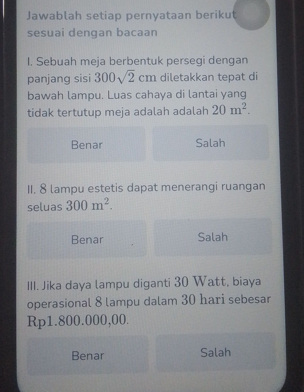 I. Sebuah meja berbentuk persegi dengan | StudyX