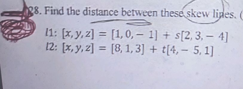 28. Find the distance between these skew | StudyX