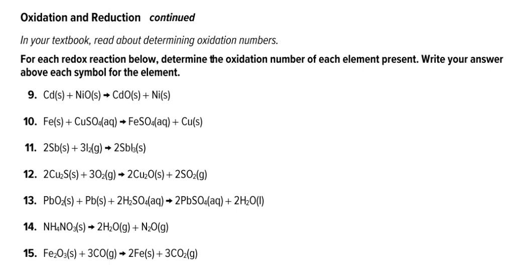 For each redox reaction below, determine the | StudyX