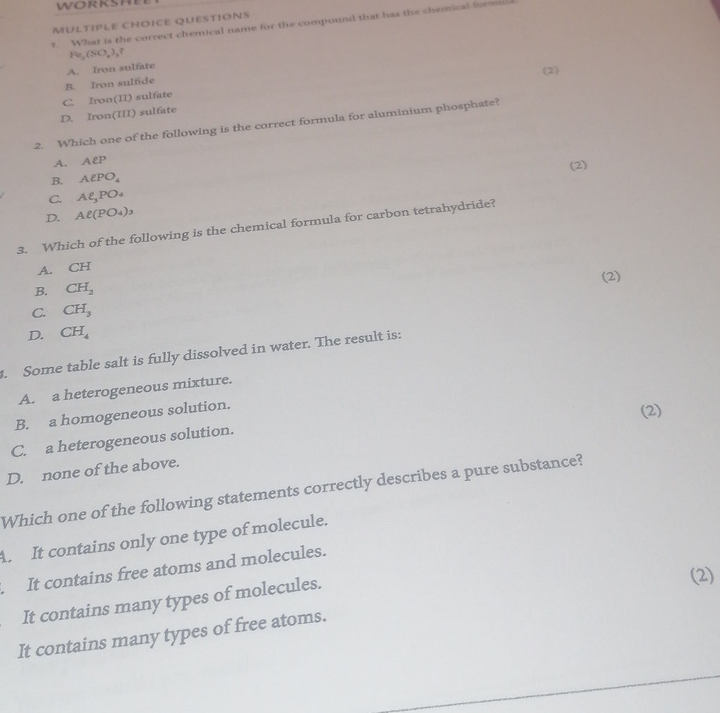 1. What is the correct chemical name for the | StudyX
