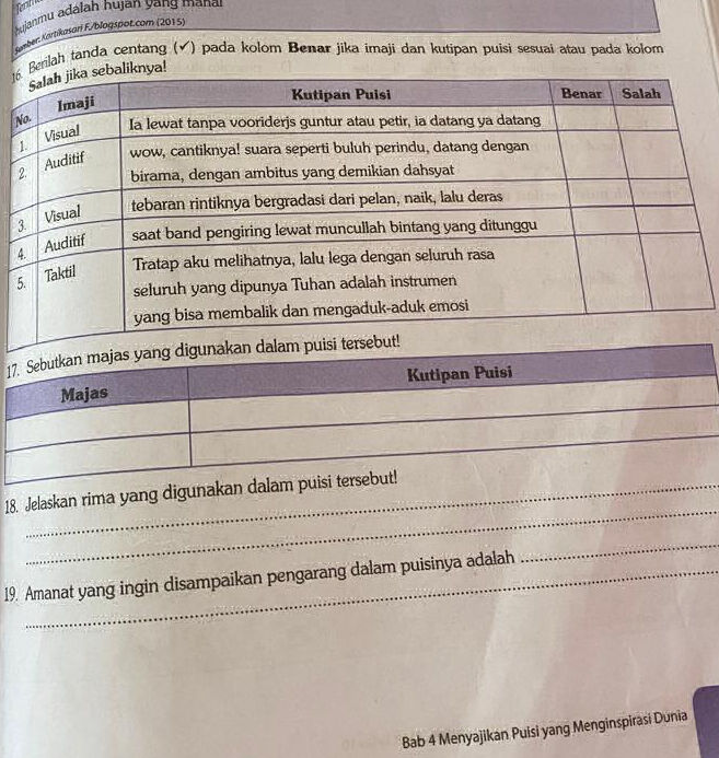 Beriah tanda centang $( )$ pada kolom Benar | StudyX