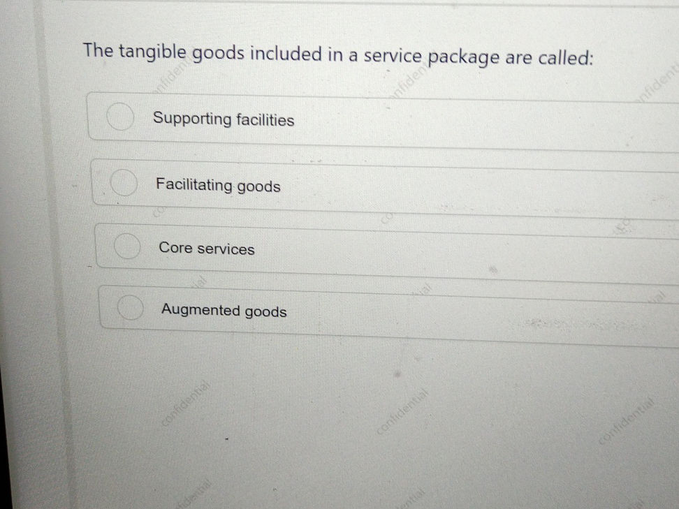 The tangible goods included in a service | StudyX