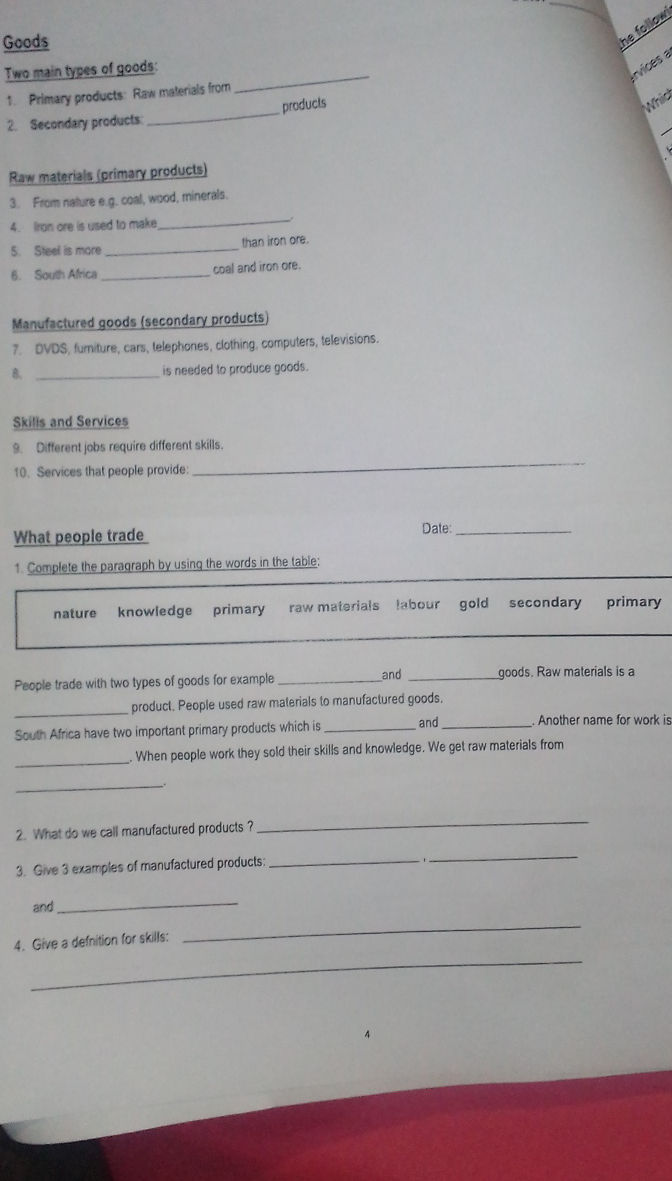 Two main types of goods: 1. Primary | StudyX