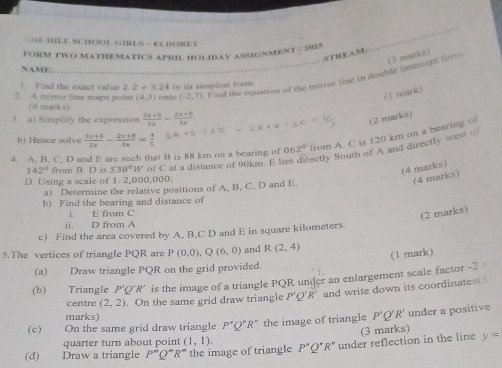 1. Find the exact value $2.2 + 3.24$ in its | StudyX