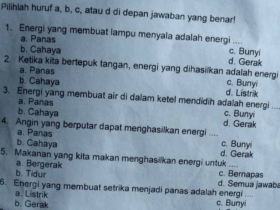 Pilihlah huruf a, b, c, atau d di depan | StudyX