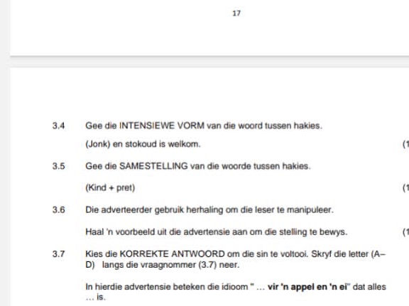 3.4 Gee die INTENSIEWE VORM van die woord | StudyX