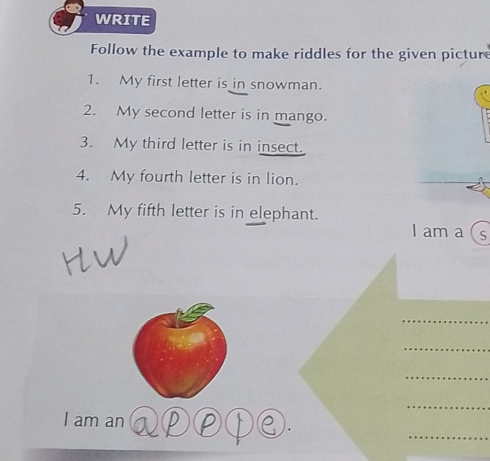 Follow the example to make riddles for the | StudyX