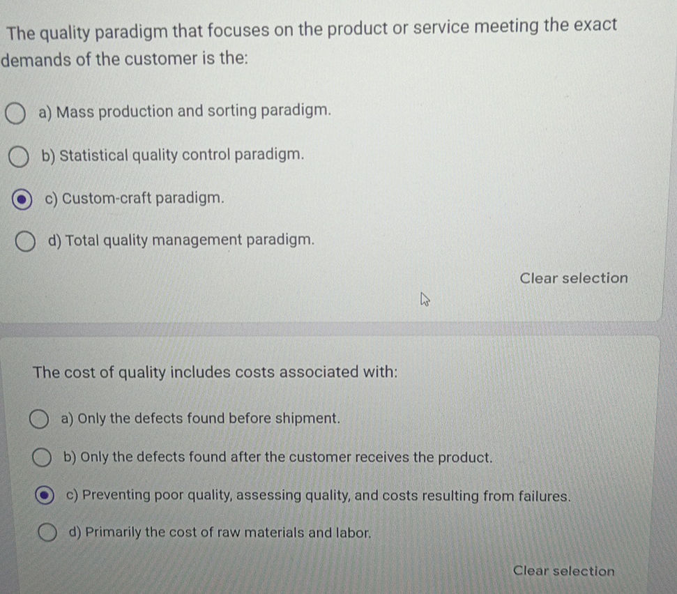 The quality paradigm that focuses on the | StudyX