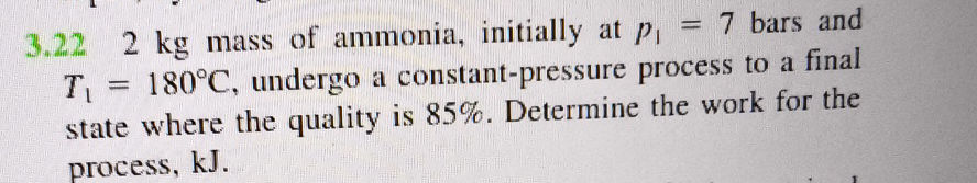 3.22 2 kg mass of ammonia, initially at $p_1 | StudyX