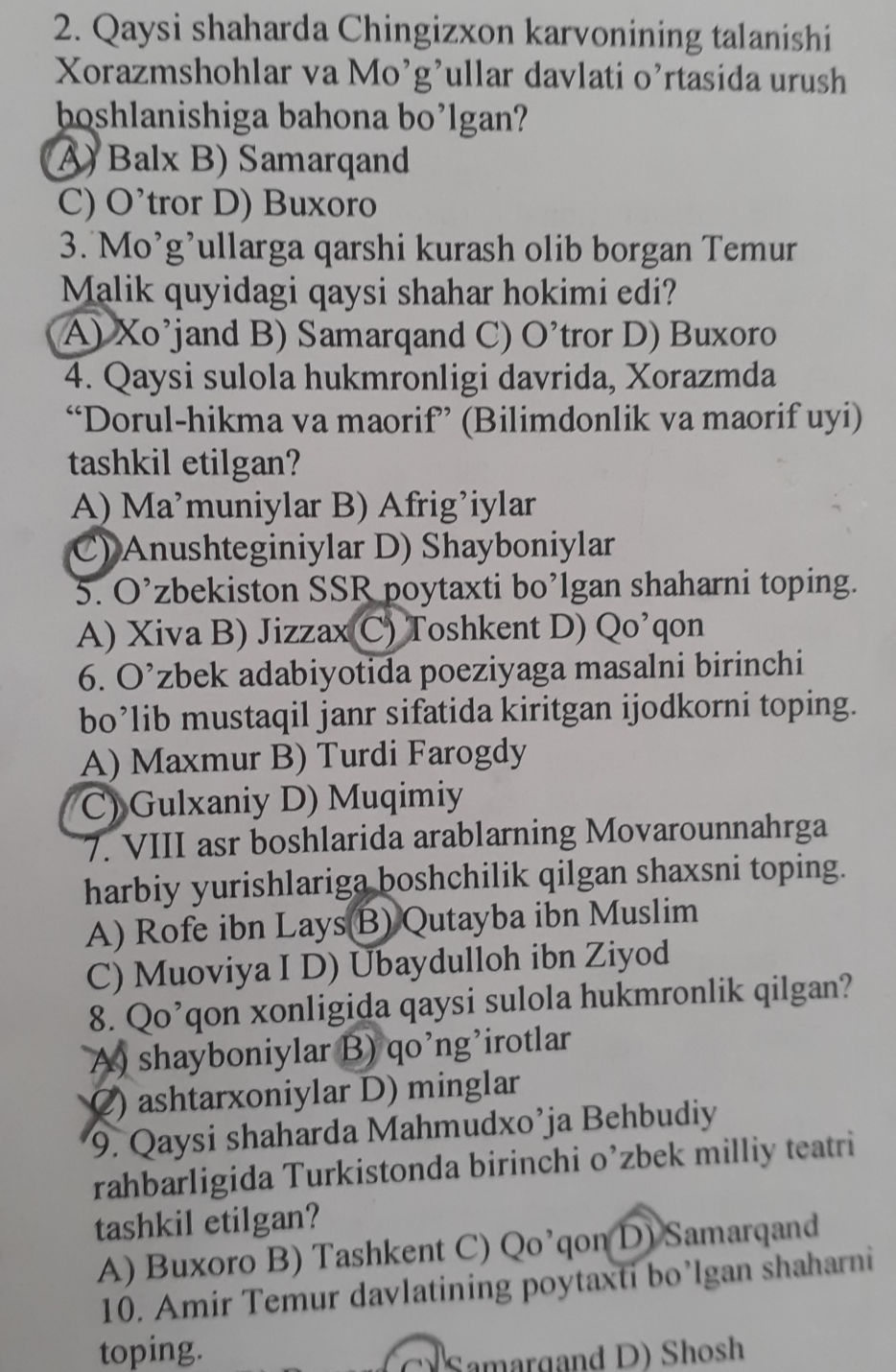 2. Qaysi shaharda Chingizxon karvonining | StudyX