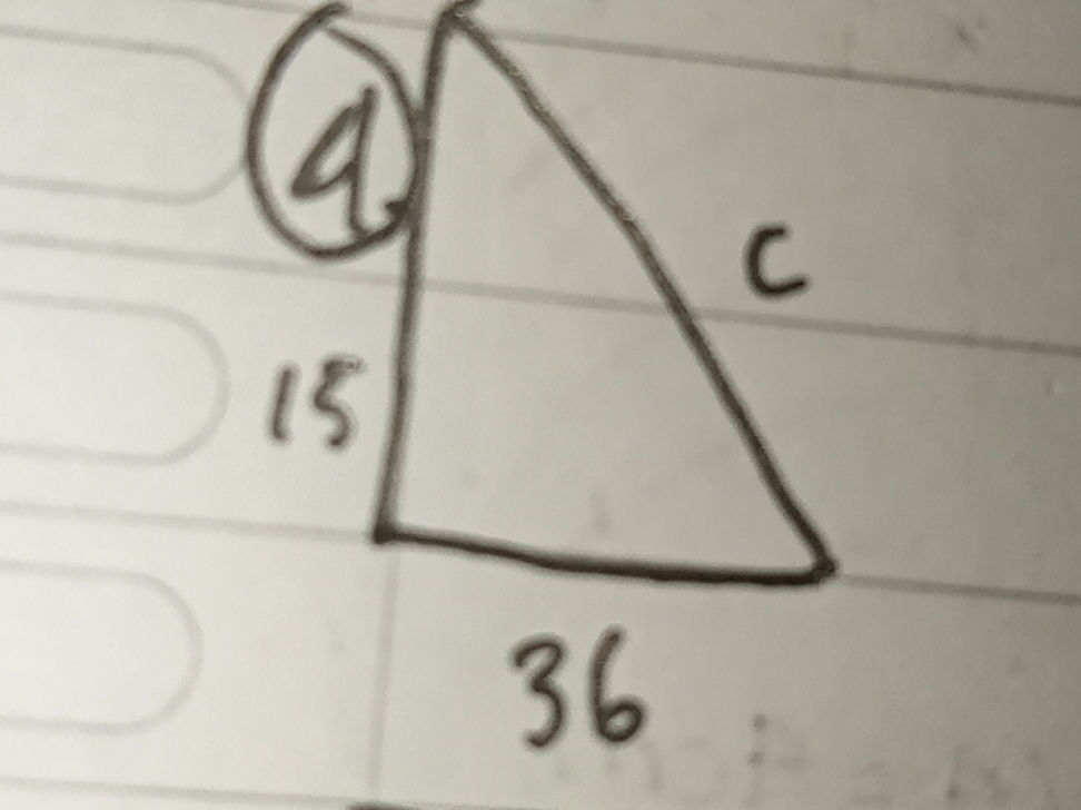 Find the value of *c* in the right triangle. | StudyX