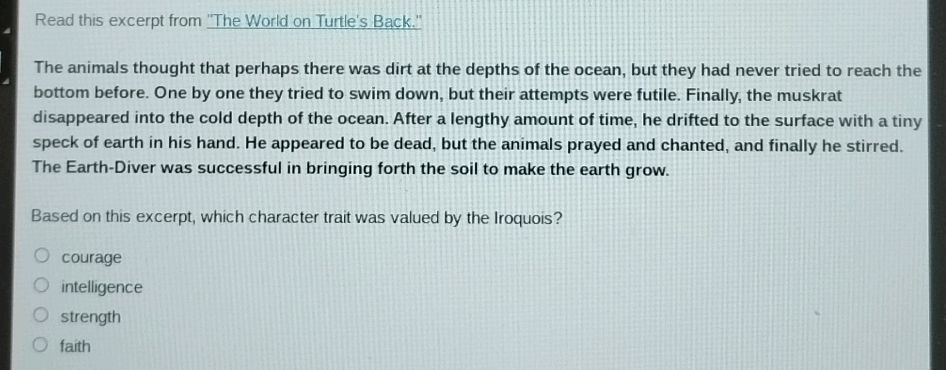 Based on this excerpt, which character trait | StudyX