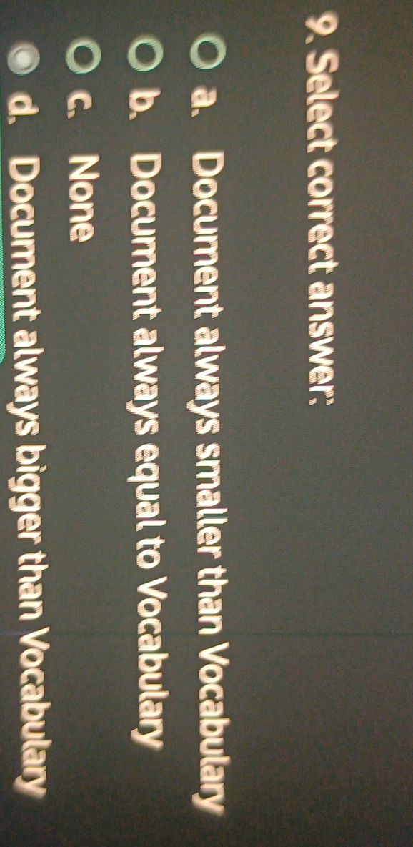 9. Select correct answer: a. Document | StudyX