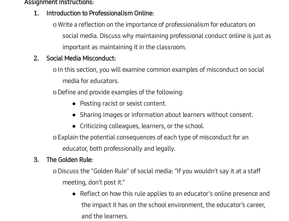 1. Introduction to Professionalism Online: | StudyX