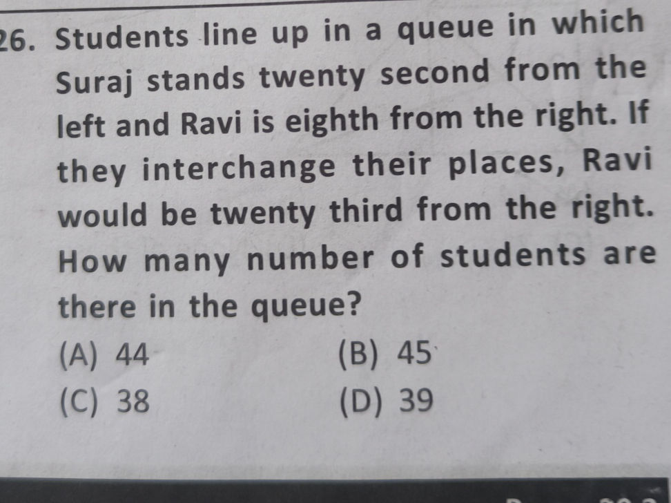 26. Students line up in a queue in which | StudyX