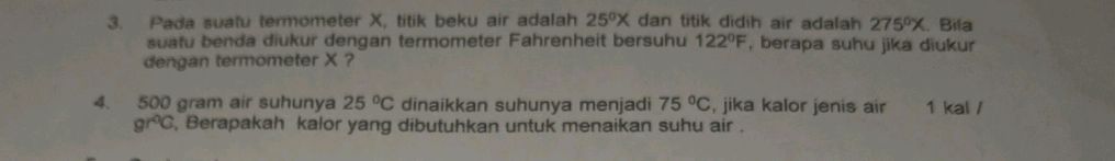 Pada suatu termometer X, titik beku air