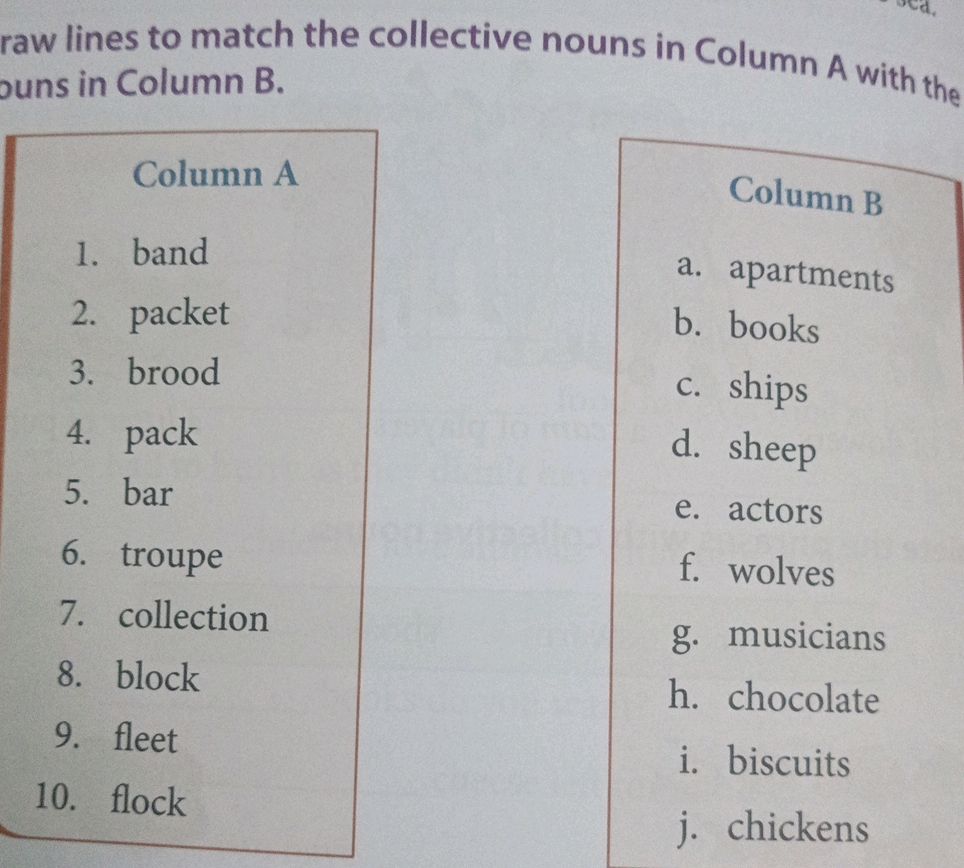 Draw lines to match the collective nouns in | StudyX