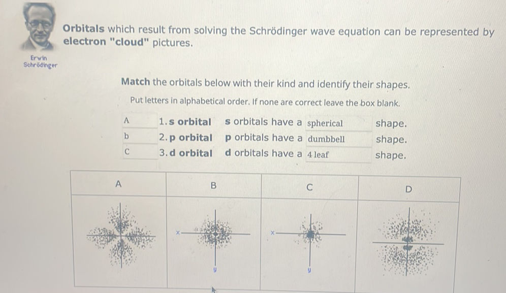 Match the orbitals below with their kind and | StudyX