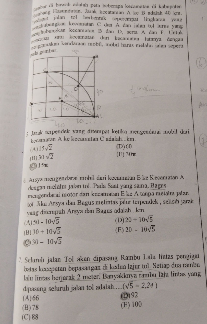 5. Jarak terpendek yang ditempat ketika | StudyX