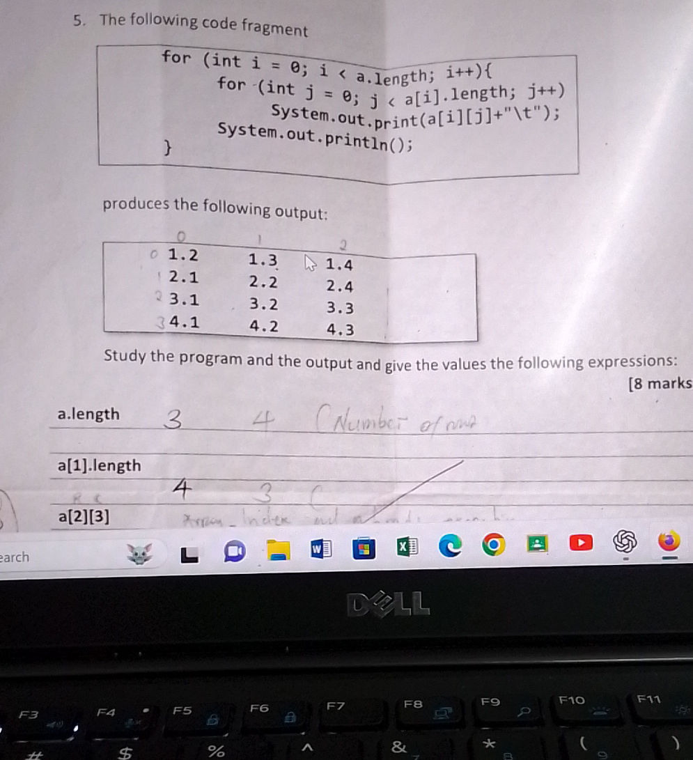 5. The following code fragment ```java for | StudyX