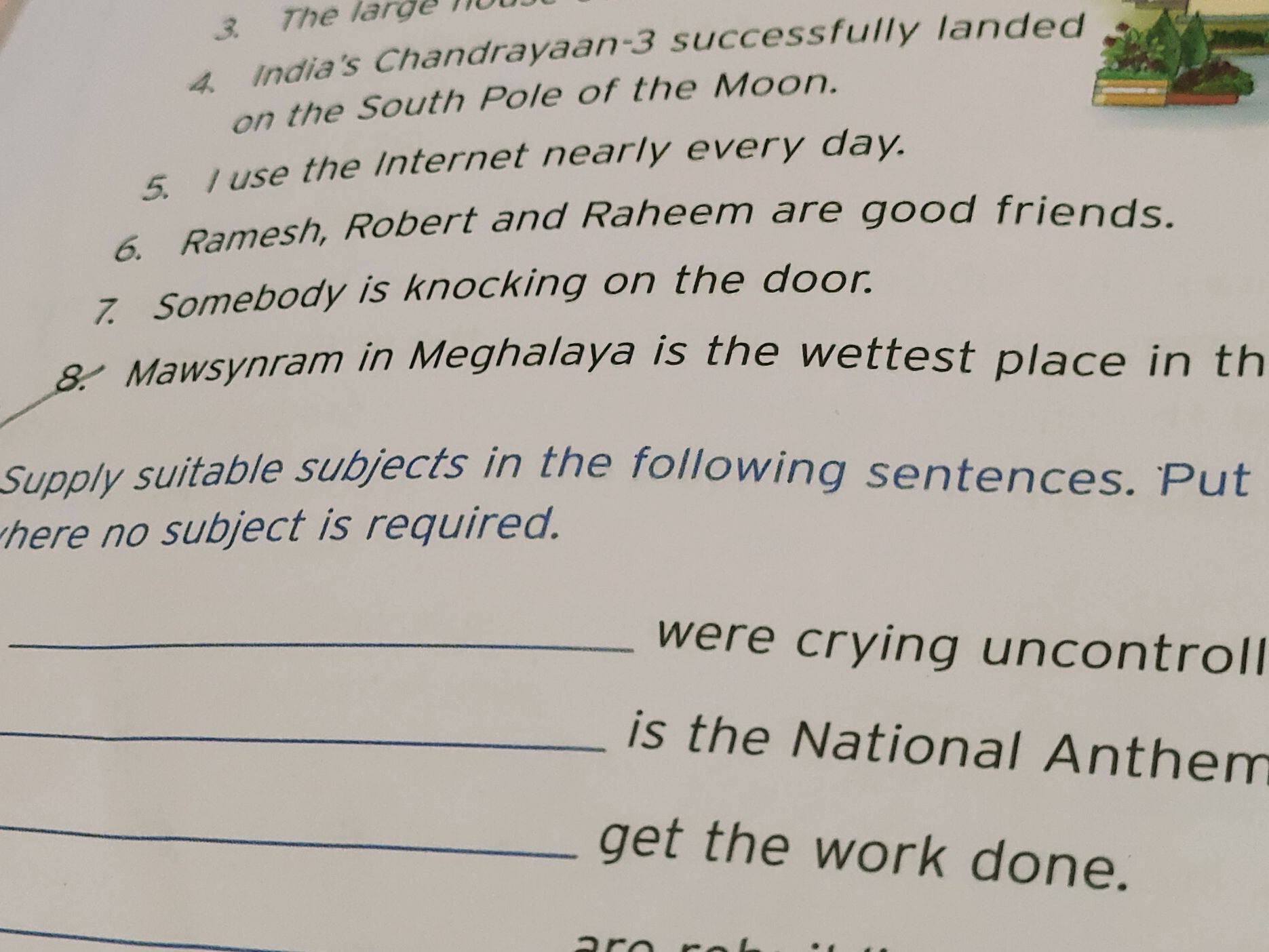 Supply suitable subjects in the following | StudyX