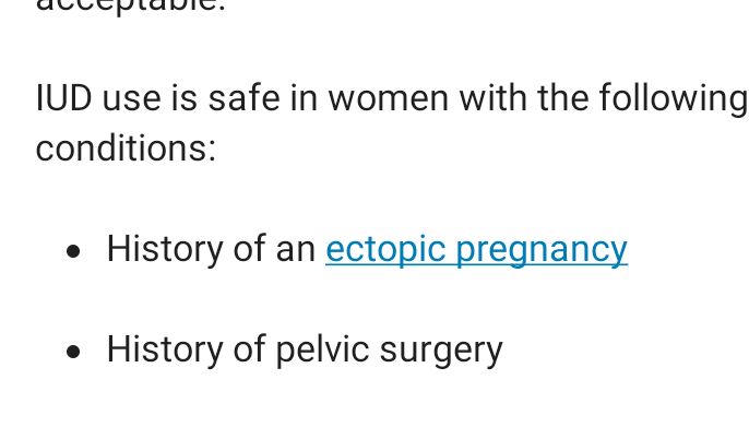 IUD use is safe in women with the following | StudyX