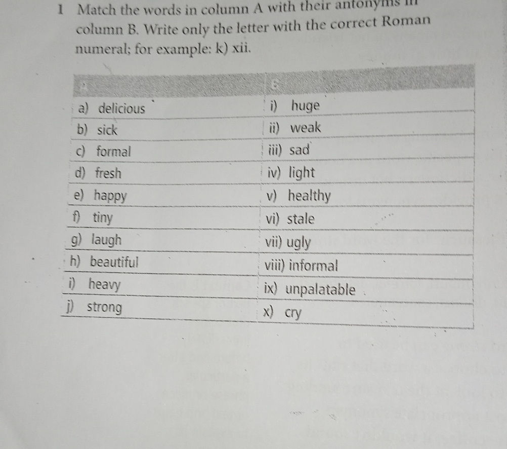 1 Match the words in column A with their | StudyX