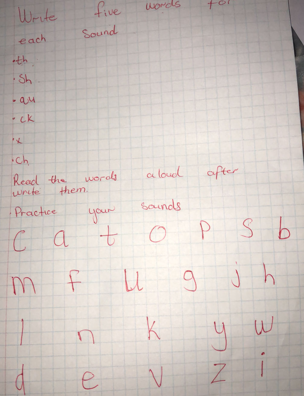 Write five words for each sound: * th * | StudyX